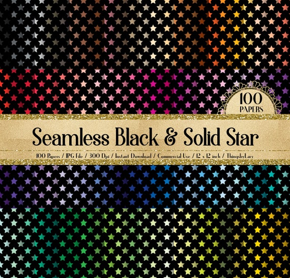100 Seamless Black and Solid Star Pattern Digital Papers | Etsy