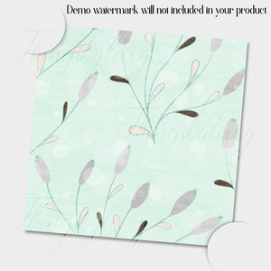 12 Winter Floral Digital Papers in Mint and Brown Color in 12 Inch ...