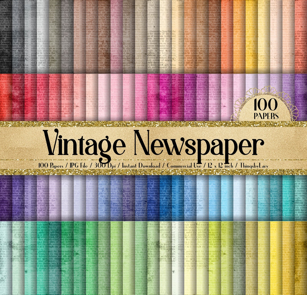 100 Vintage Newspaper Ads Texture Digital Papers 12x12" 300 Dpi ...