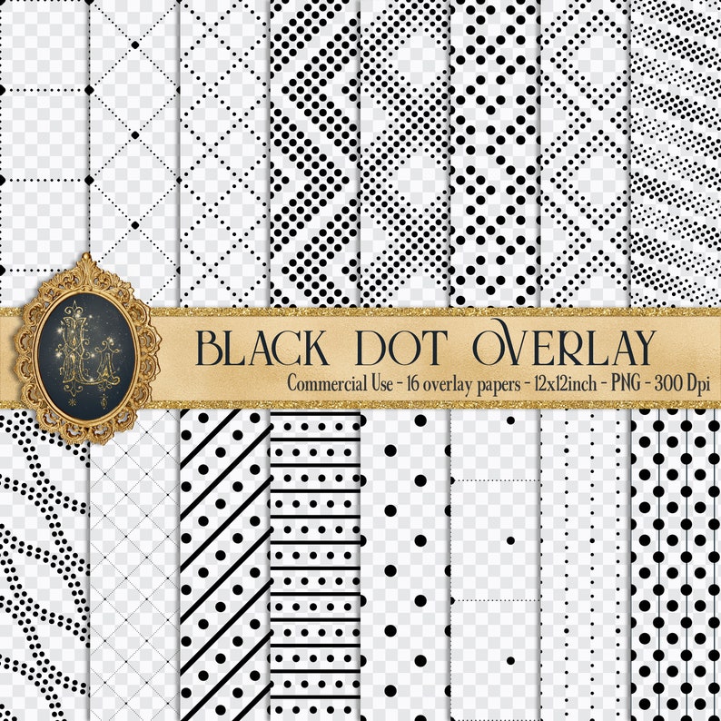 16 Black Minimalist Dot Overlay Papers Transparent Paper - Etsy