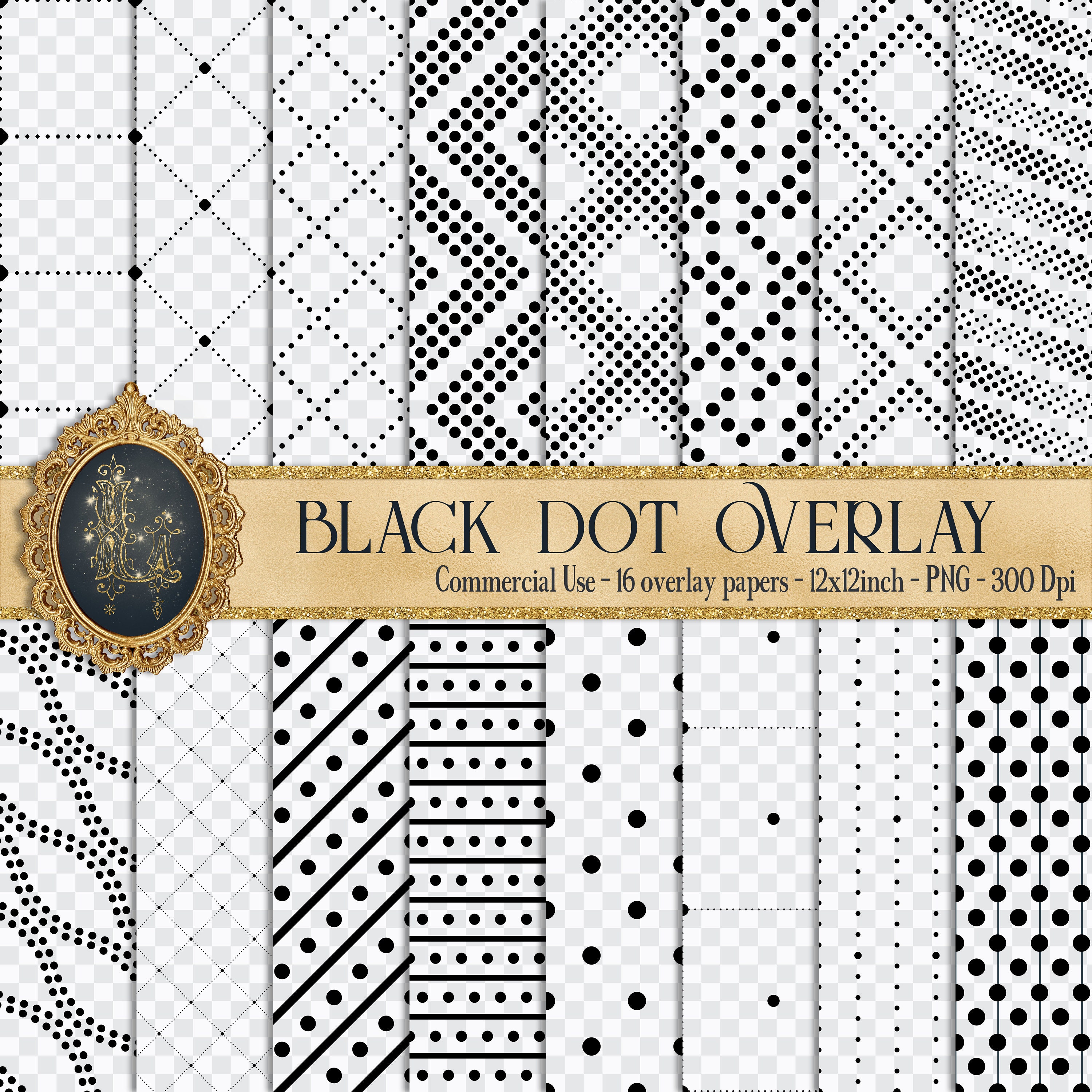 16 Black Minimalist Dot Overlay Papers Transparent Paper - Etsy