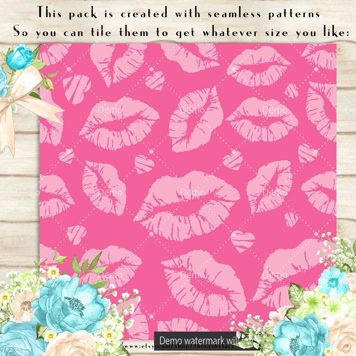 100 Seamless Tinted Lipstick Kiss Love Valentine Papers - Etsy
