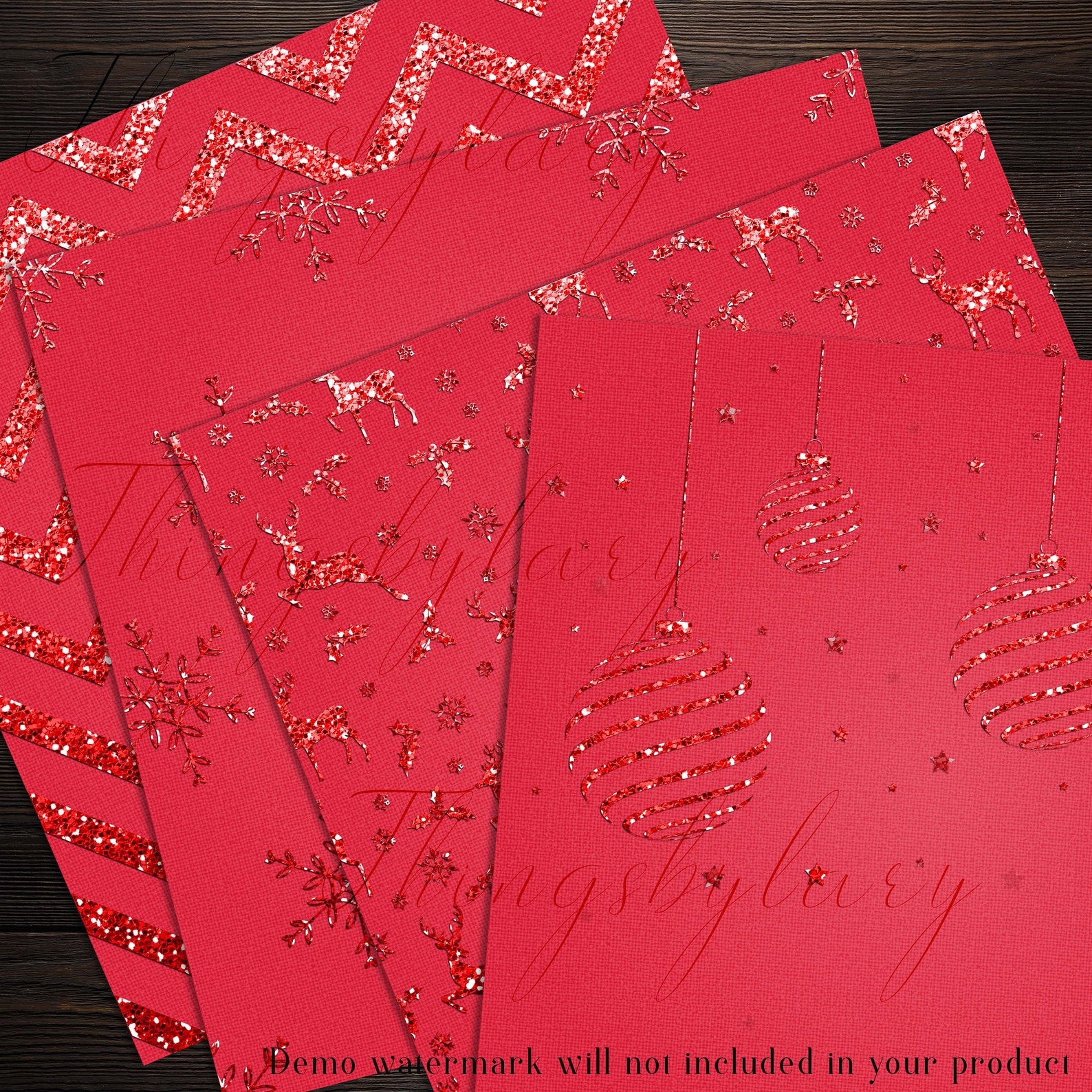 16 Red Glitter Christmas Digital Papers 12" 300 Dpi Instant Download ...