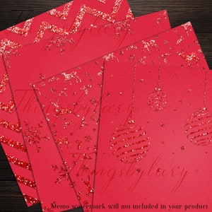 16 Red Glitter Christmas Digital Papers 12" 300 Dpi Instant Download ...