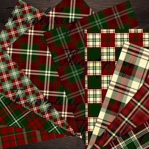 16 Red and Green Plaid Pattern Papers 8.5x11 Inch, Jpeg File, Instant ...