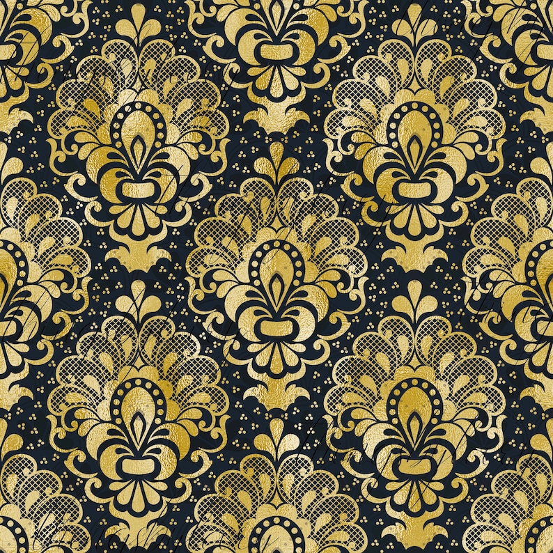 42 Gold Foil Seamless Damask Ornament Overlays 12inch | Etsy