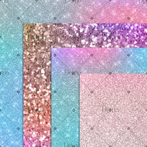 16 Magical Fairy Tale Unicorn Mermaid Glitter Digital Papers Commercial ...