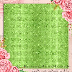 42 Luxury Greenery Glitter and Sequin Digital Papers 12 Inch 300 Dpi ...