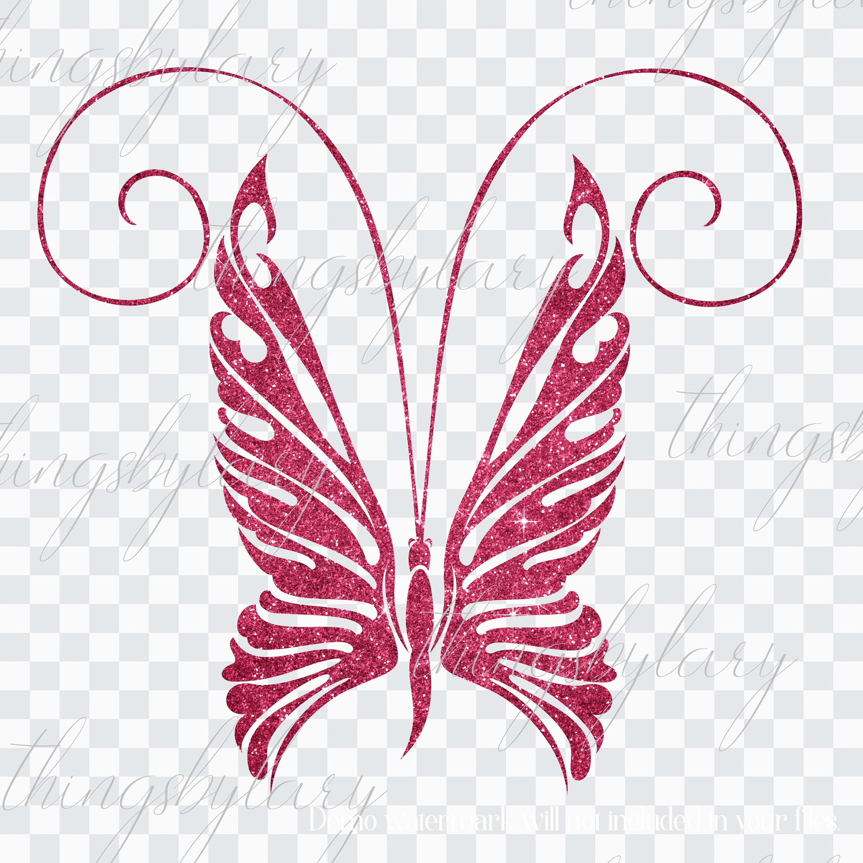 30 Pink Foil and Glitter Butterflies Digital Images PNG300 Dpi Instant ...