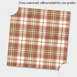 16 Pink and Brown Plaid Pattern Papers 12x12 Inch, Jpeg File, Instant ...