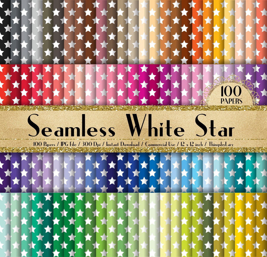 100 Seasmless White Star Papers 12 Inch 300 Dpi Instant Download ...