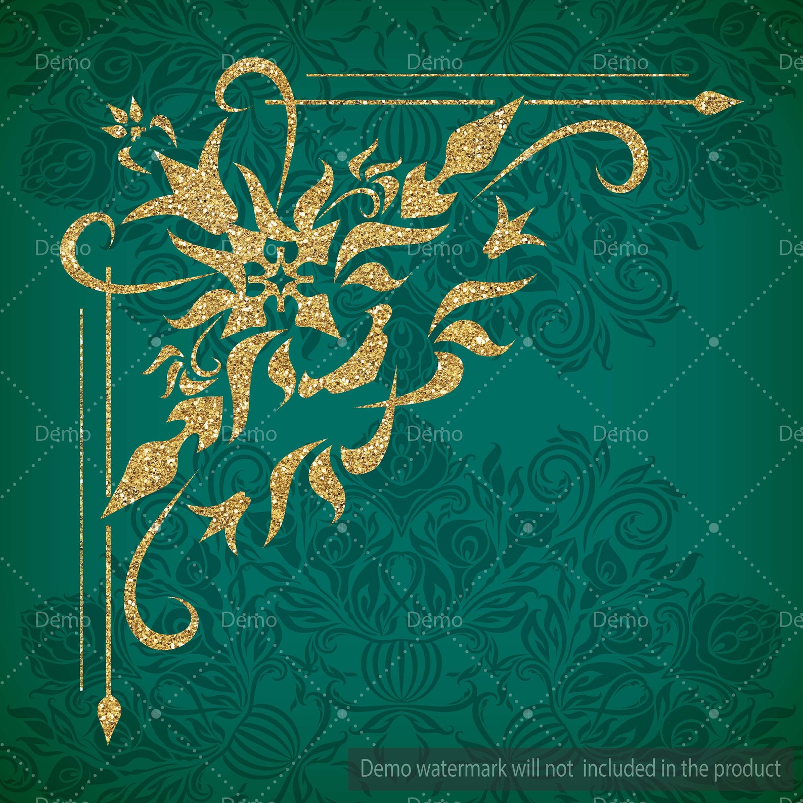 16 Gold Glitter Corner Borders,floral Ornament,corner Wedding ...