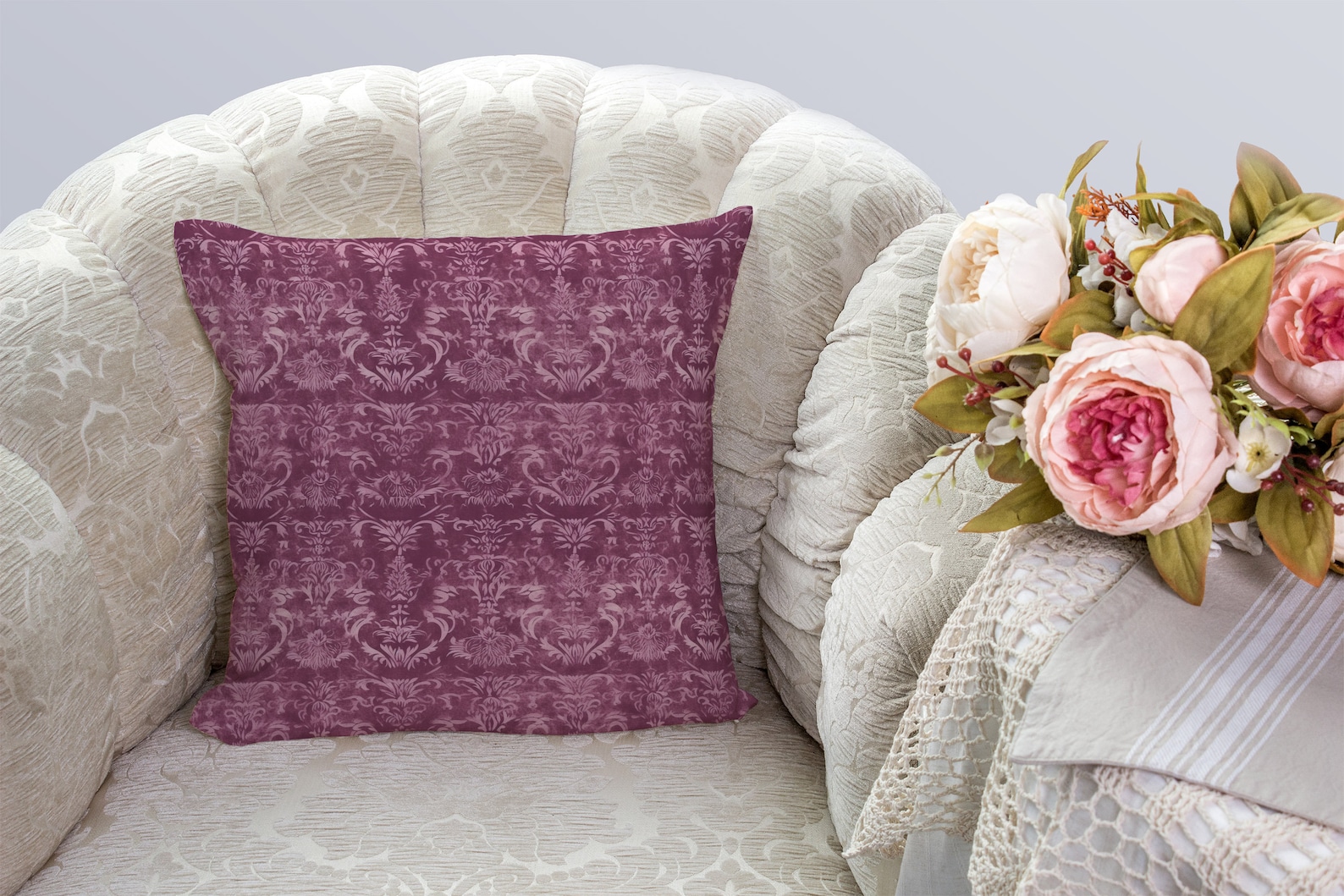 30 Seamless Vintage Mauve Faded Damask Digtal Papers 12x12" 300 Dpi ...