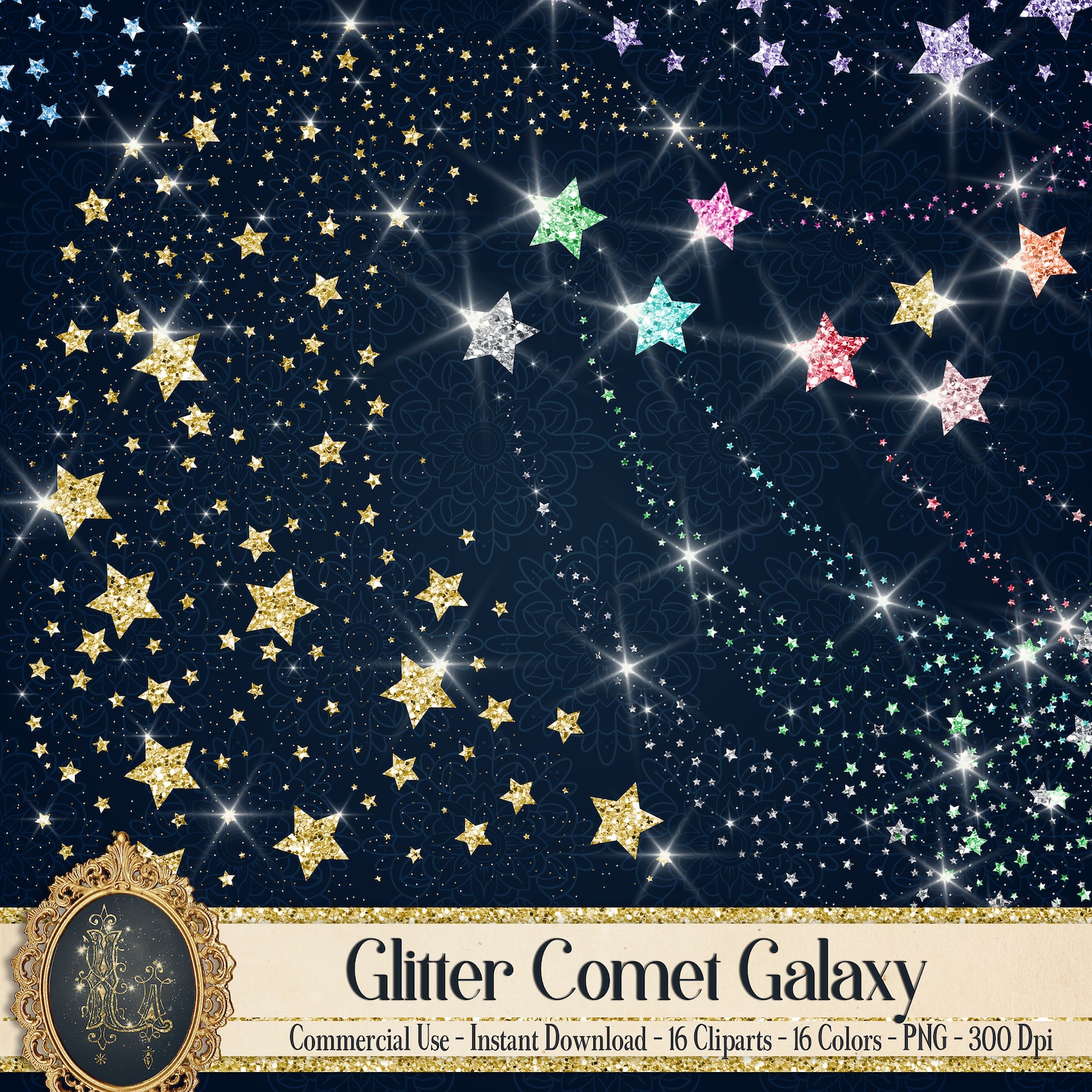 16 Glowing Glitter Comet Star Galaxy Overlay Images 16 Colors | Etsy