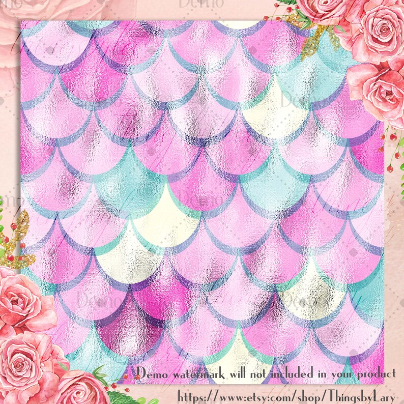 26 Seamless Foil Mermaid Dragon Fish Scale Digital Papers - Etsy