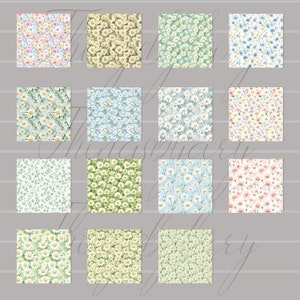 30 Seamless Watercolor Miniature Daisy Flower Digital Papers Digital ...