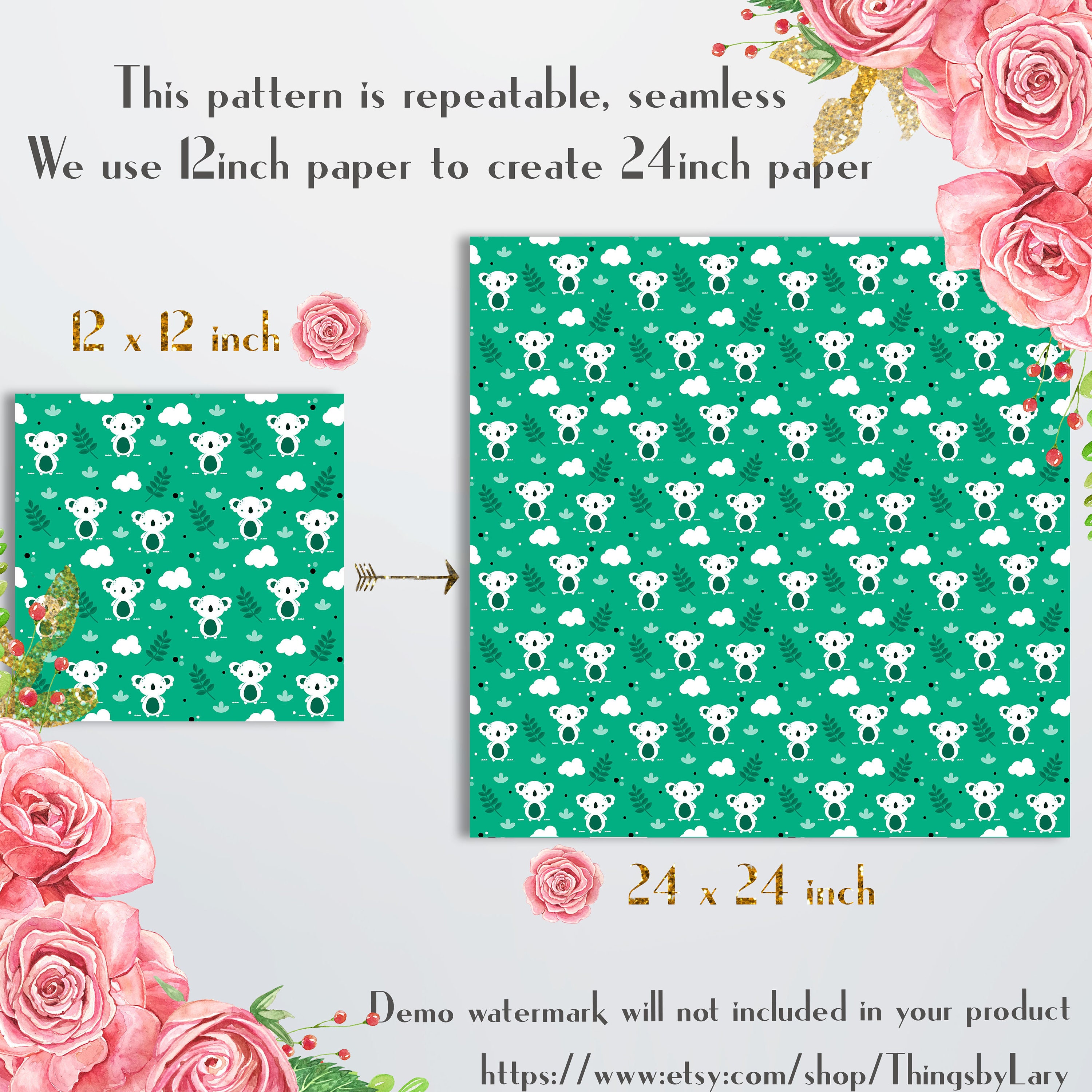 100 Seamless Cute Koalas Bear Digital Papers 12 300 Dpi - Etsy
