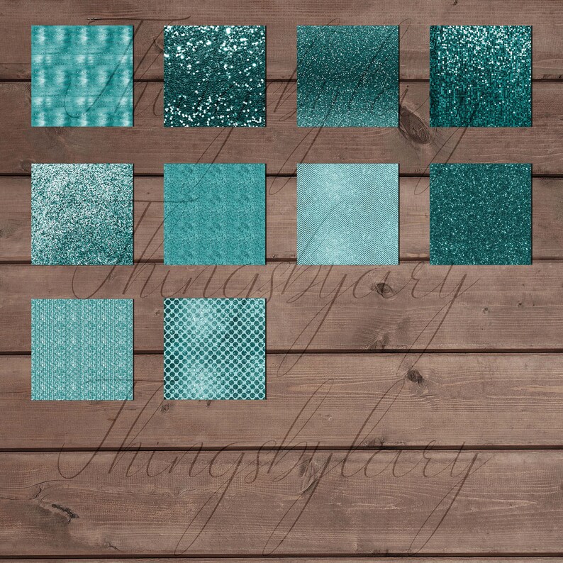 42 Teal Glitter Sequin Digital Papers 12x12 300 Dpi - Etsy