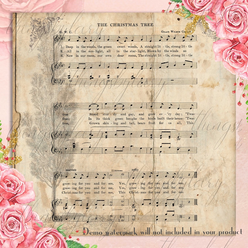 16 Vintage Christmas Music Sheet Digital Papers 12x12 | Etsy