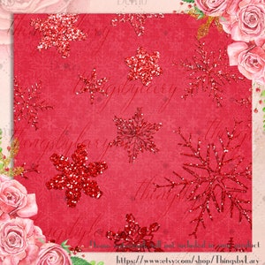 16 Red Glitter Christmas Digital Papers 12" 300 Dpi Instant Download ...