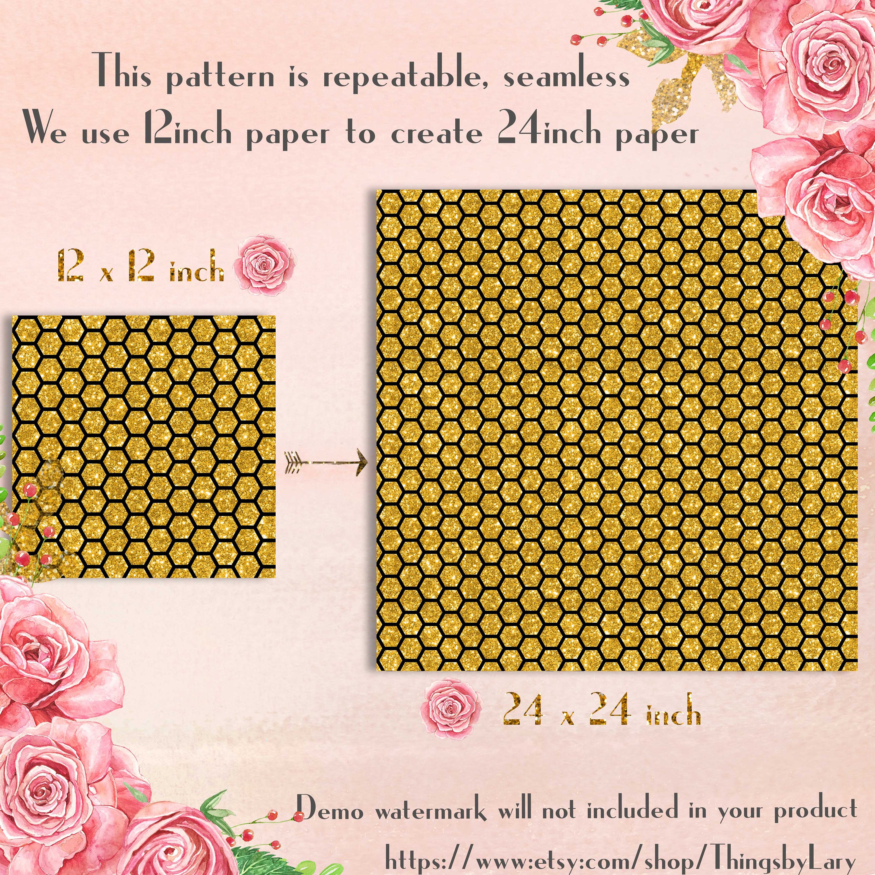 100 Seamless Glitter and Black Honeycomb Digital Papers | Etsy
