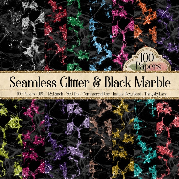 100 Seamless Glitter and Black Marble Digital Papers - Etsy