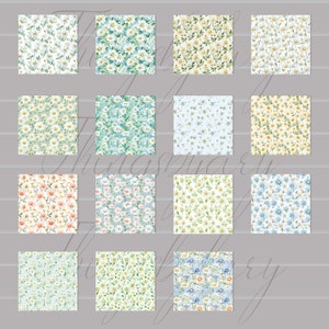 30 Seamless Watercolor Miniature Daisy Flower Digital Papers Digital ...
