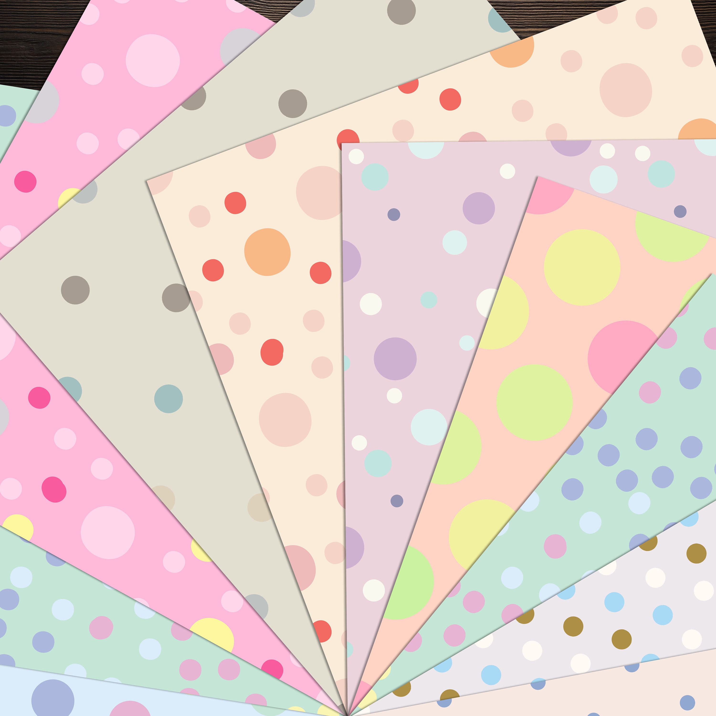 18 Seamless Pastel Polka Dot Digital Papers 12inch 300 Dpi Commercial ...