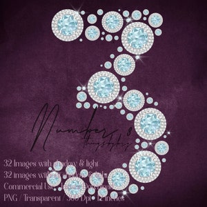 32 Diamond Pearl Rhinestone Number 3 Digital Clip Arts 300 Dpi - Etsy