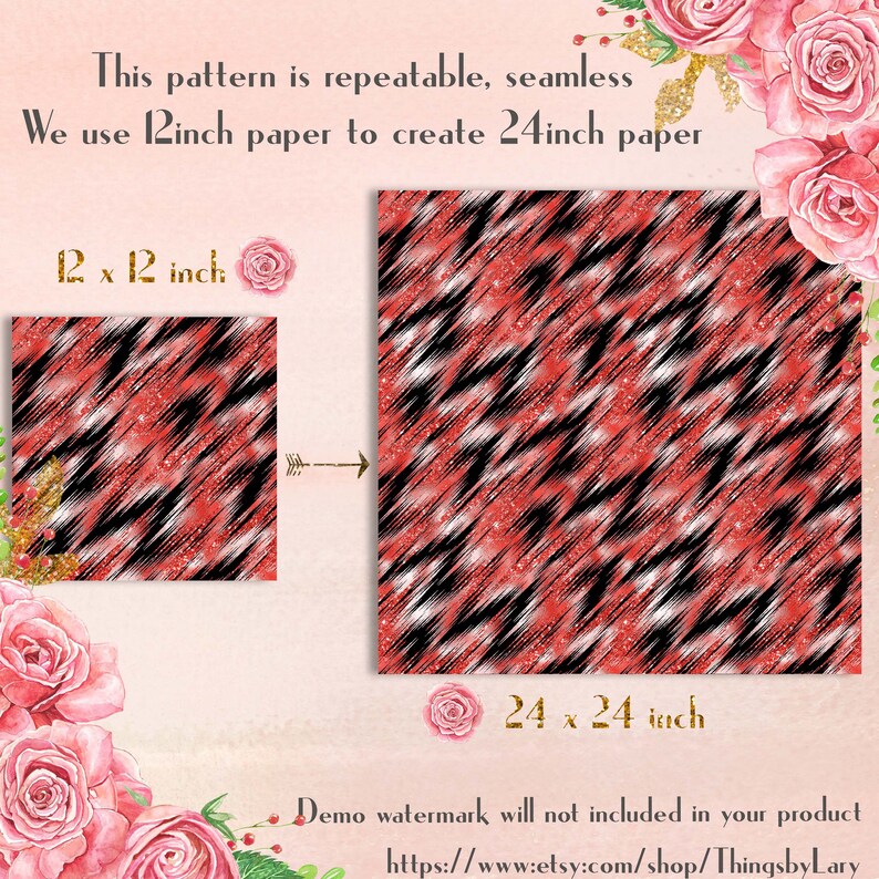 100 Seamless Glitter Ikat Pattern Digital Papers 12x12" 300 Dpi Planner ...