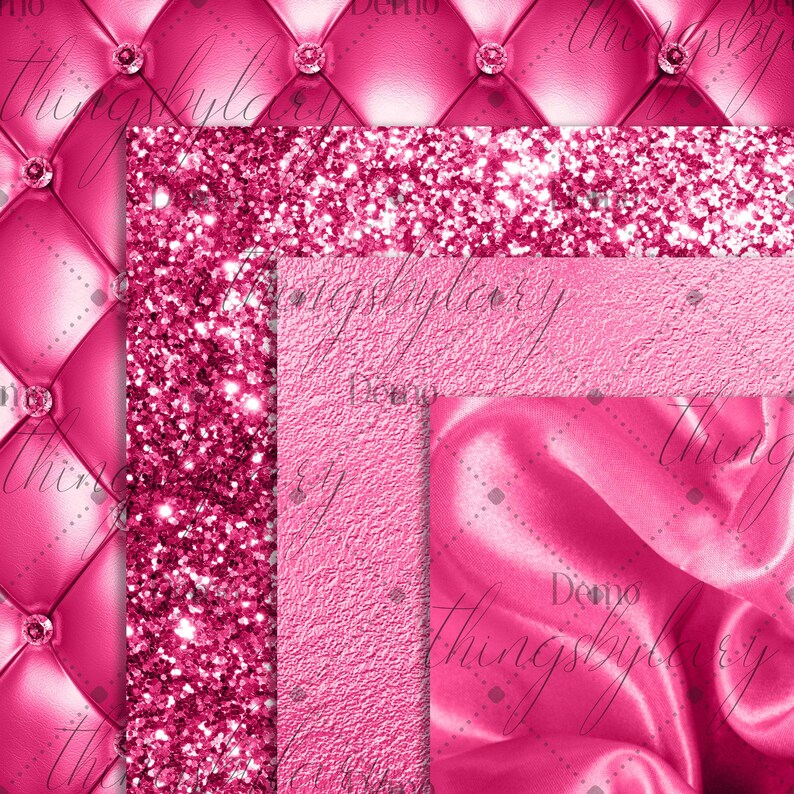 16 Luxury Aloe and Hot Pink Digital Paper Pack, Commercial Use, Luxury ...