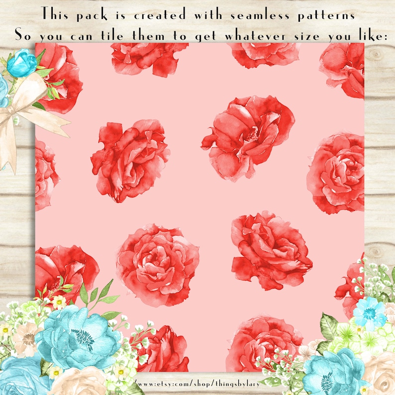 100 Seamless Watercolor Rose Papers 12 Inch,300 Dpi Planner Paper ...