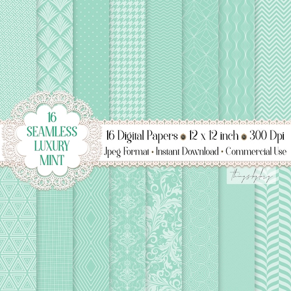 Mint Damask - Etsy