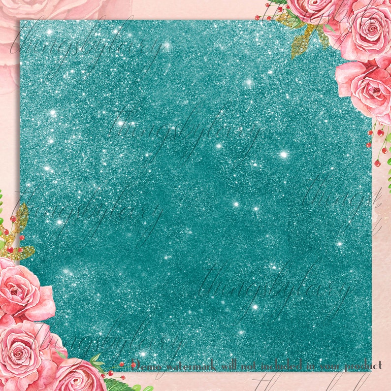 42 Teal Glitter Sequin Digital Papers 12x12 300 Dpi - Etsy
