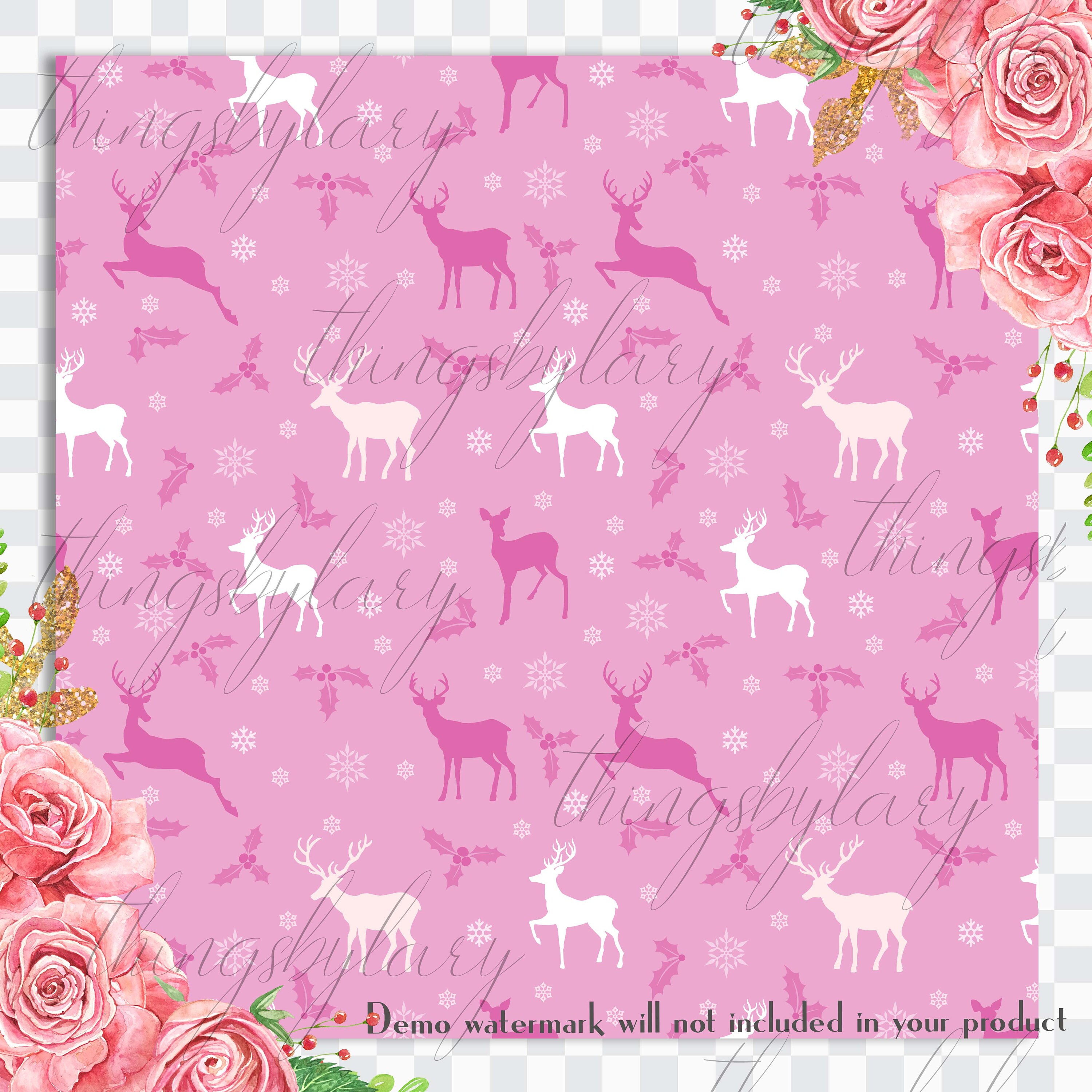 16 Seamless Pink Christmas Digital Papers 12" 300 Dpi Instant Download ...