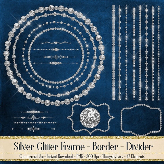 47 Silver Glitter Frames Dividers Borders PNG Instant Download - Etsy