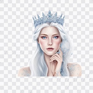 12 Watercolor the Snow Queen Portrait Transparent Images 300 Dpi PNG ...
