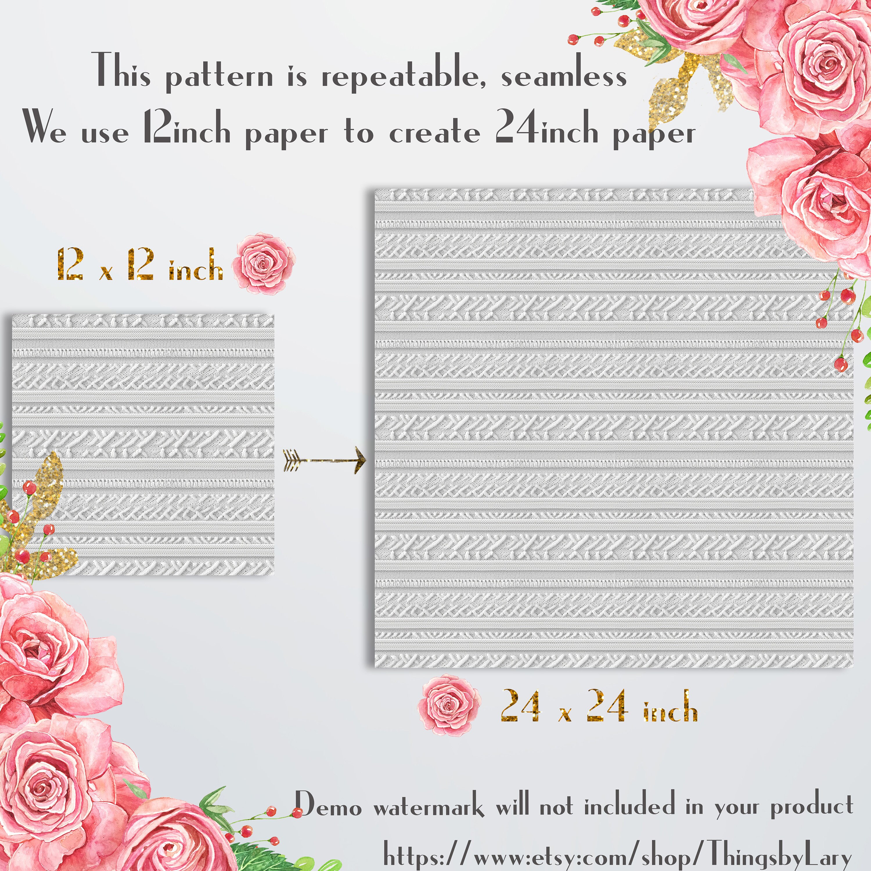 20 Seamless Realistic White Ugly Sweater Pattern Digital Papers ...