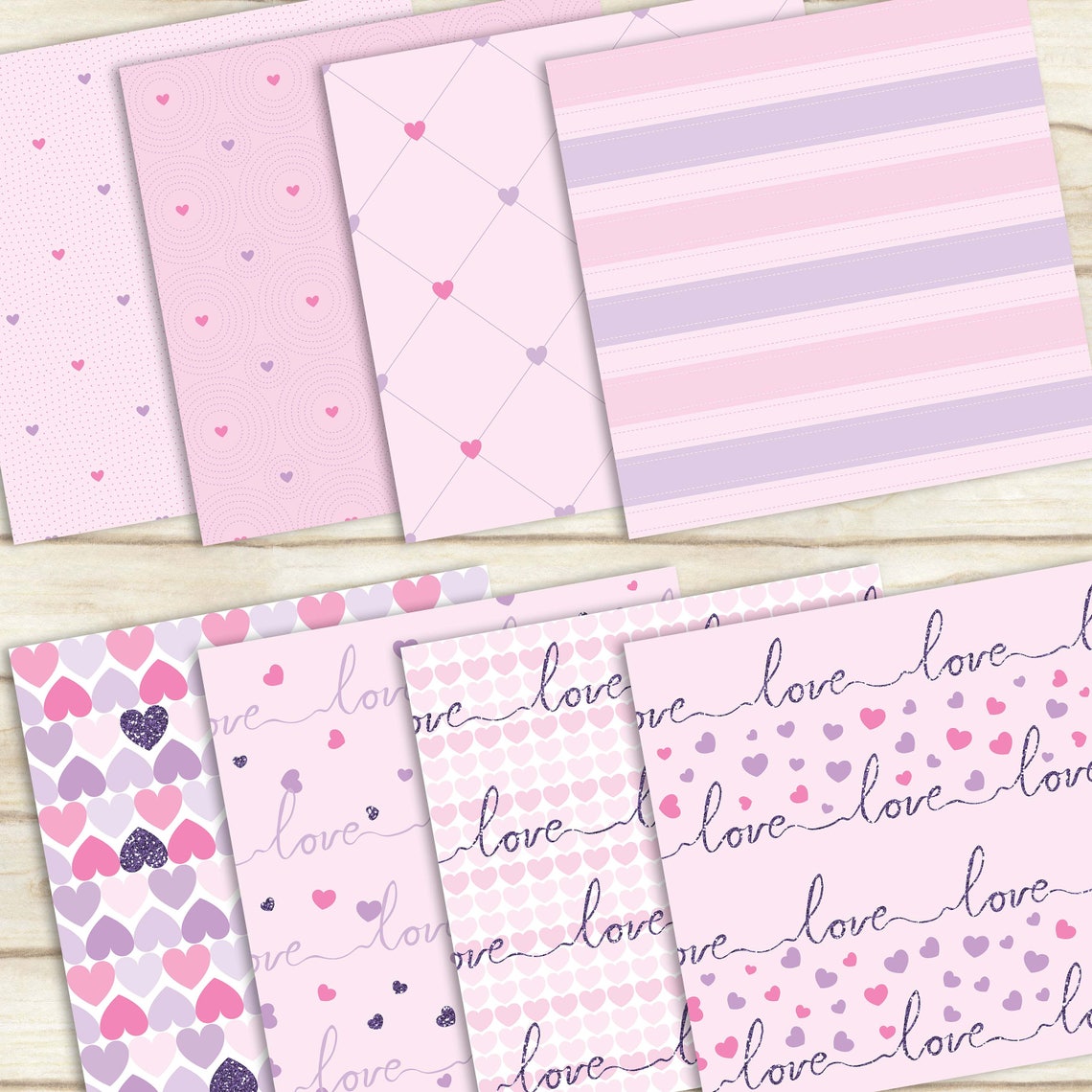 16 Pastel Pink and Purple Love Seamless Papers 12 X 12 Inch | Etsy