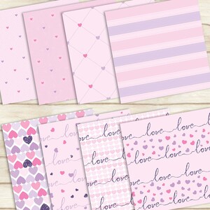 16 Pastel Pink and Purple Love Seamless Papers 12 X 12 Inch 300 Dpi ...