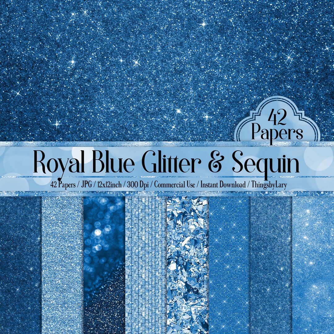 42 Royal Blue Glitter Papers 12 Inch, 300 Dpi Planner Paper, Commercial ...
