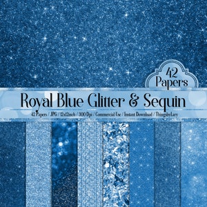 42 Royal Blue Glitter Papers 12 Inch, 300 Dpi Planner Paper, Commercial ...