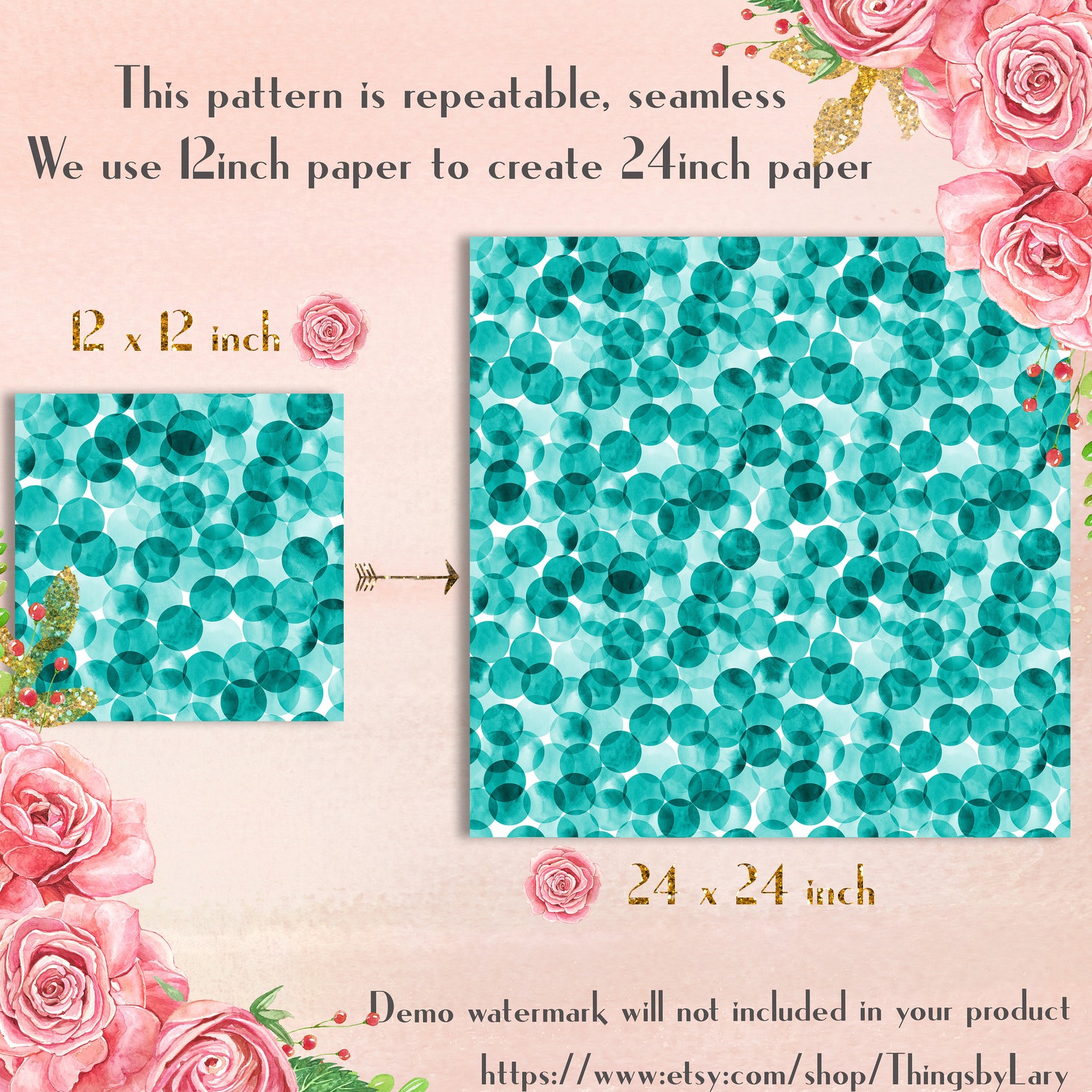 100 Seamless Watercolor Bokeh Dot Paper 12 Inch 300 Dpi Instant ...