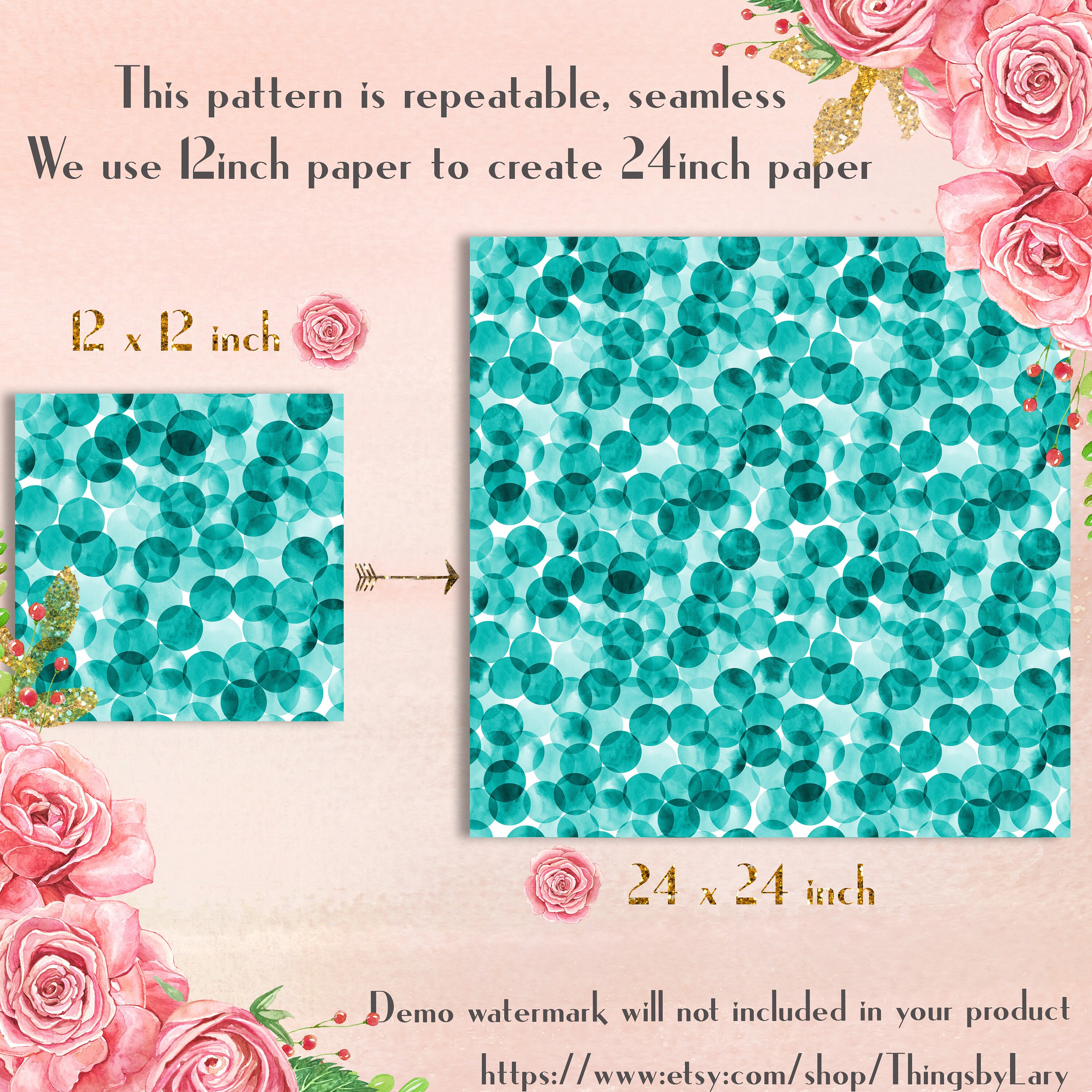 100 Seamless Watercolor Bokeh Dot Paper 12 Inch 300 Dpi Instant ...