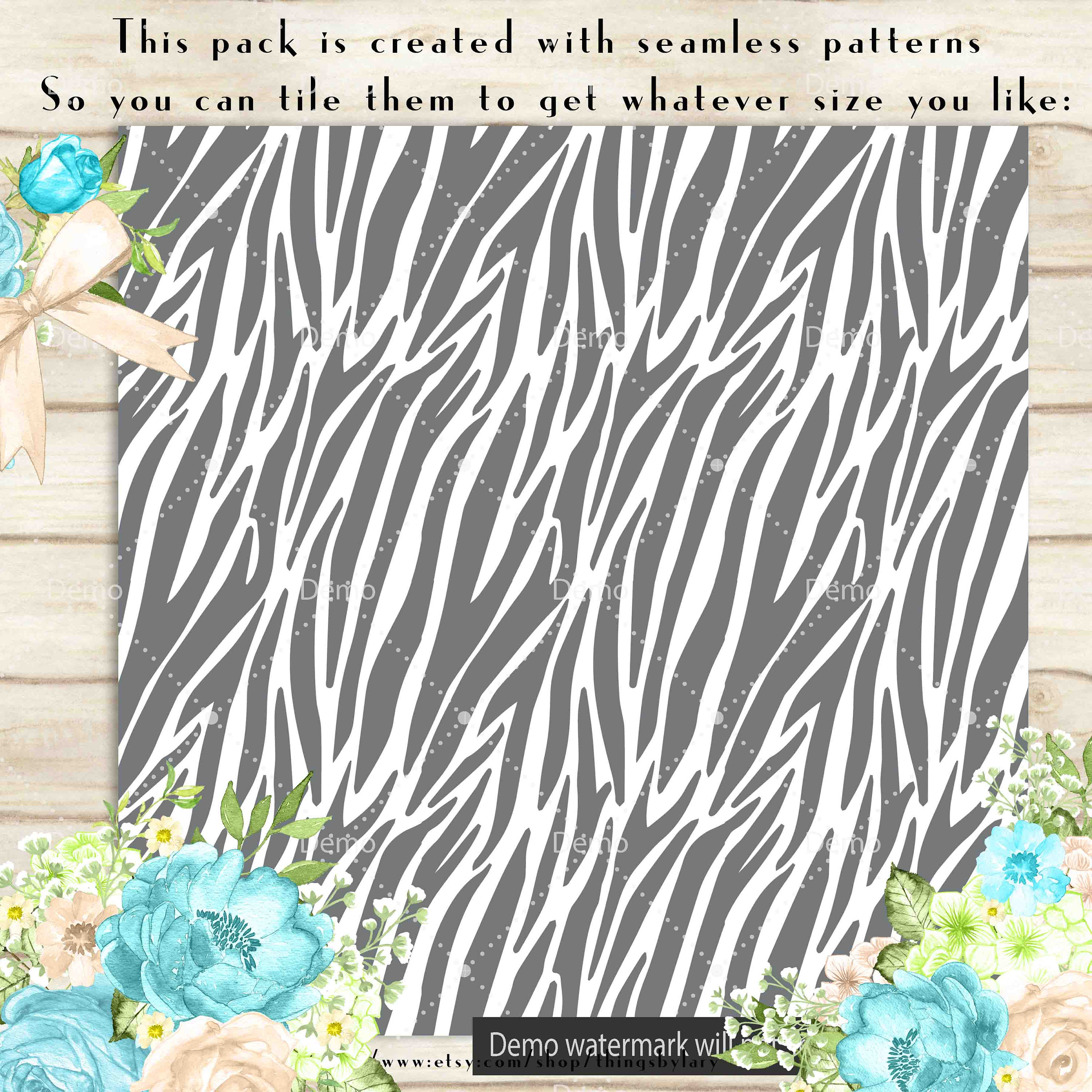 100 Seamless Zebra Print Papers in 12" X 12", 300 Dpi Planner Paper ...