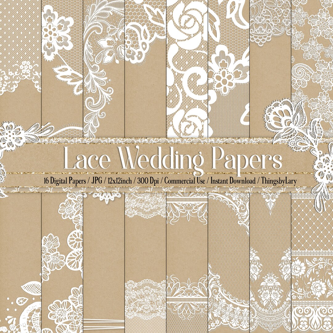16 White Lace Craft Wedding Papers 12inch 300 Dpi Commercial Use ...