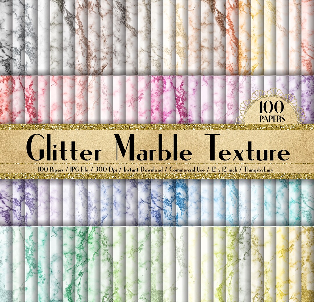 100 Glitter Marble Texture Paper 03 in 12" X 12", 300 Dpi Planner Paper ...