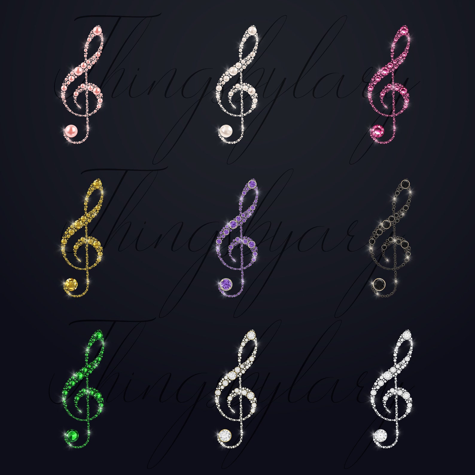 81 Diamond and Pearl Musical Symbols Digital Images 300 Dpi - Etsy
