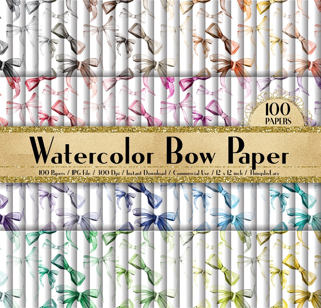 100 Seamless Watercolor Bow Papers in 12inch,300 Dpi Planner Paper ...