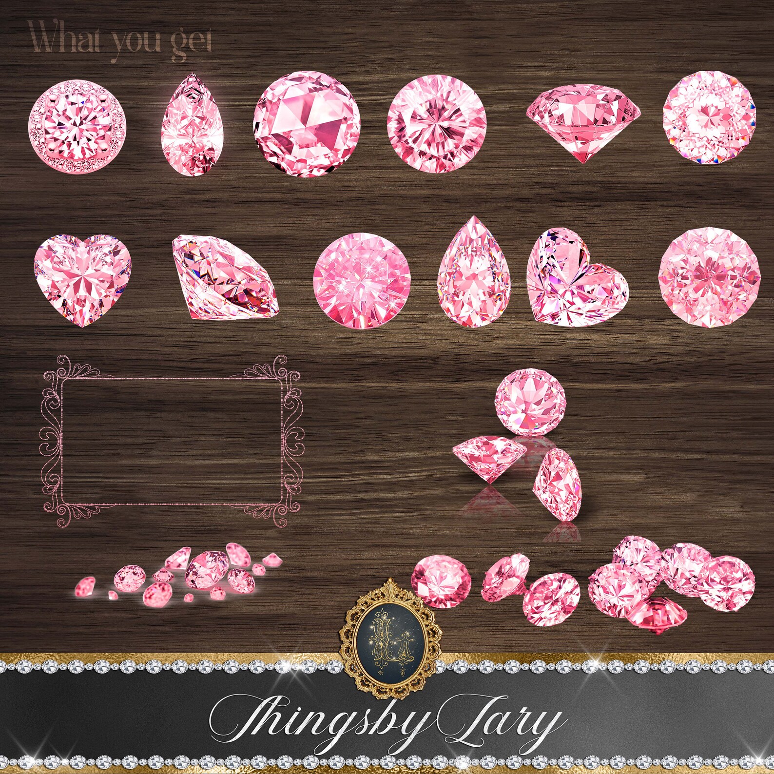 Pink Hanging Diamond String Set Digital Images PNG Transparent - Etsy